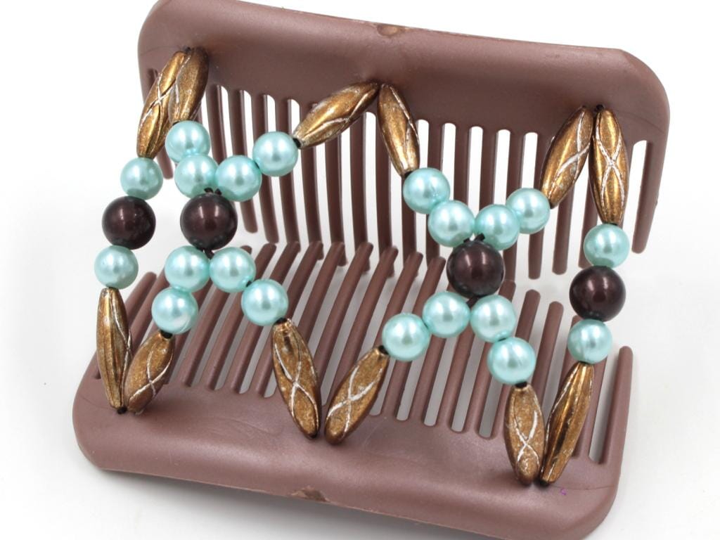 African Butterfly Hair Comb - Dalena Brown Pearl (Large ...